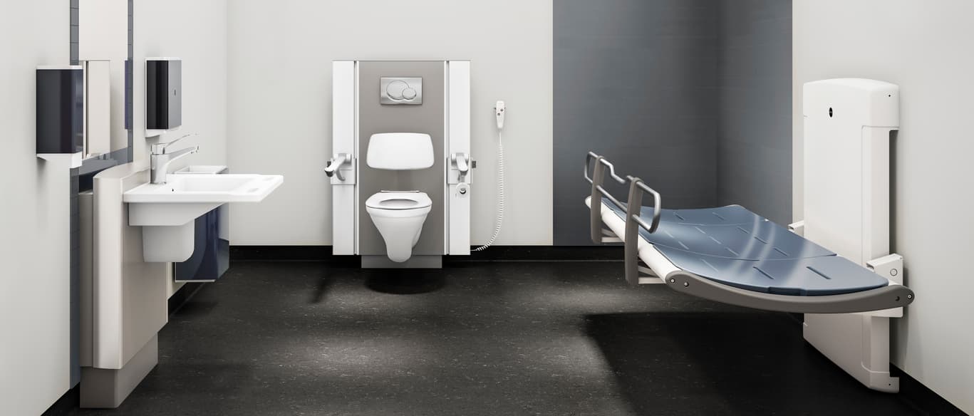 Bathroom shower change table - electrically height adjustable