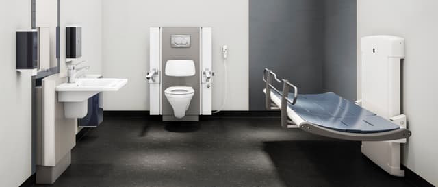 Bathroom shower change table - electrically height adjustable