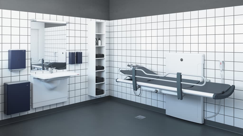 Bathroom shower change table - electrically height adjustable